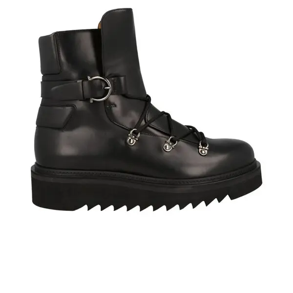 FERRAGAMO Giulio Lace-up Demi Boot - Black