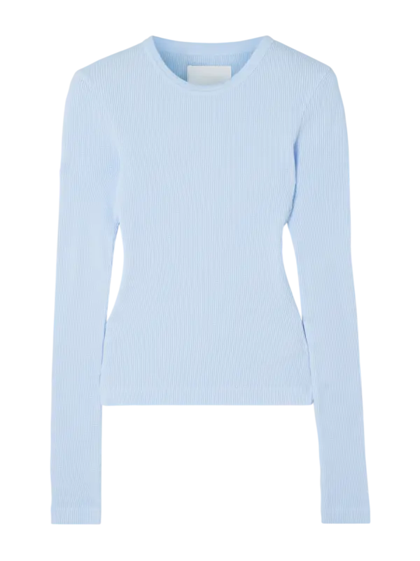 Citizens Of Humanity Pilar Cropped Waffle-knit T-shirt - Blue