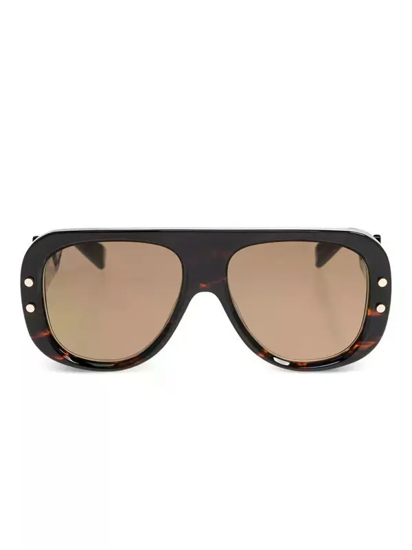 Balmain Tortoiseshell-pattern Pilot Sunglasses - Brown