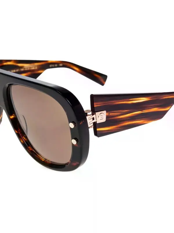 Balmain Tortoiseshell-pattern Pilot Sunglasses - Brown