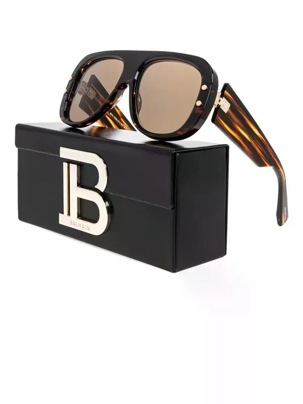 Balmain Tortoiseshell-pattern Pilot Sunglasses - Brown