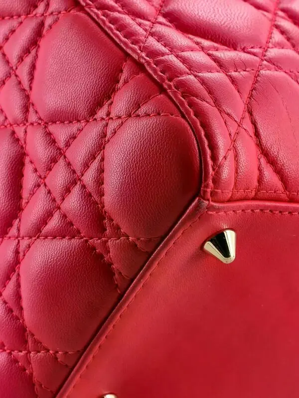 Dior Lady Cannage Quilt Lambskin Medium Satchel - Pink