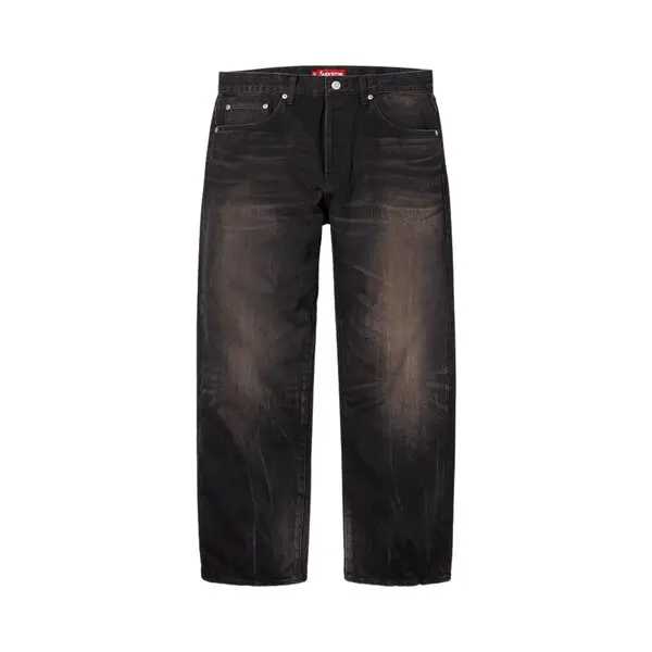 Supreme Distressed Loose Fit Selvedge Jean - Black