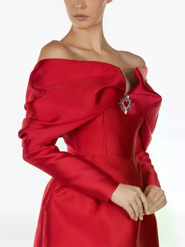ARAFTU Off-shoulder Embellished Mini Dress - Red