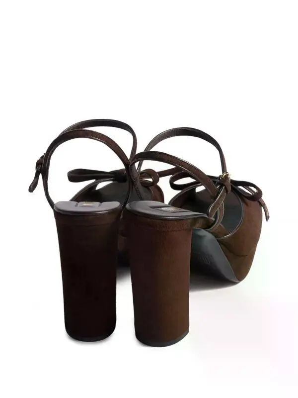 Miu Miu Suede Bow Detail Platform Block Heel Sandals