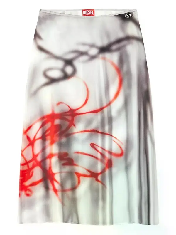 DIESEL® Printed Midi Skirt - Grey