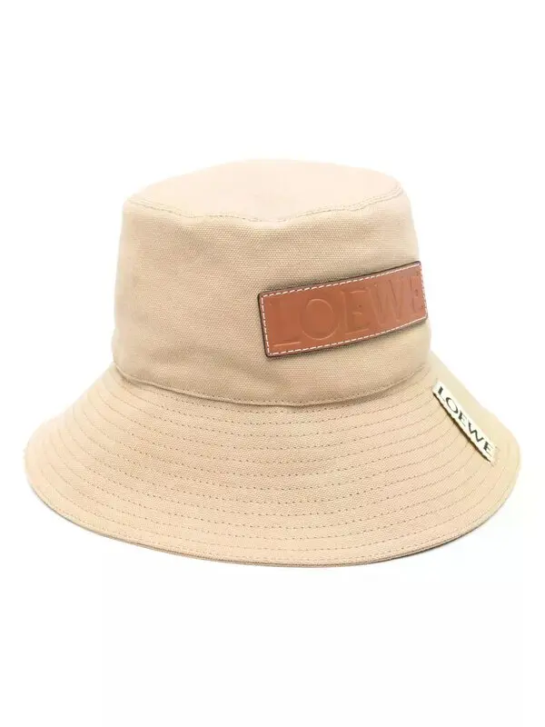 Loewe Logo-patch Canvas Bucket Hat - Neutrals