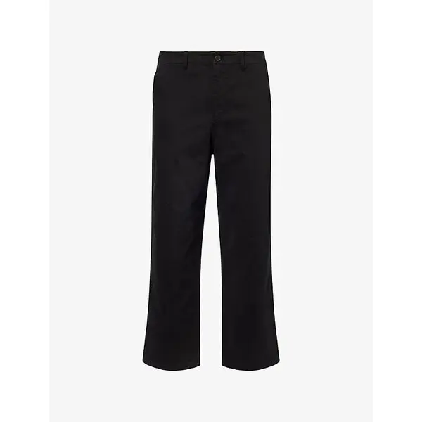 FRAME Straight-leg Mid-rise Cotton Chino Trousers - Black
