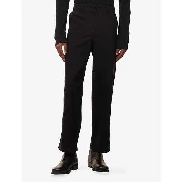 FRAME Straight-leg Mid-rise Cotton Chino Trousers - Black