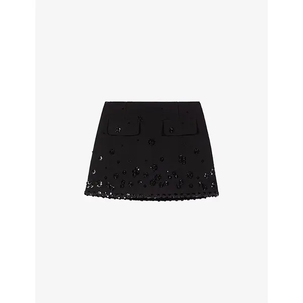 Maje Sequin-embellished Stretch-woven Skort