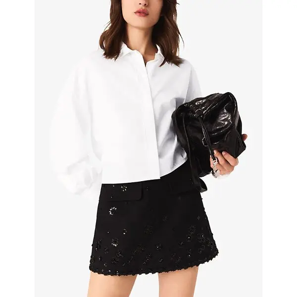 Maje Sequin-embellished Stretch-woven Skort