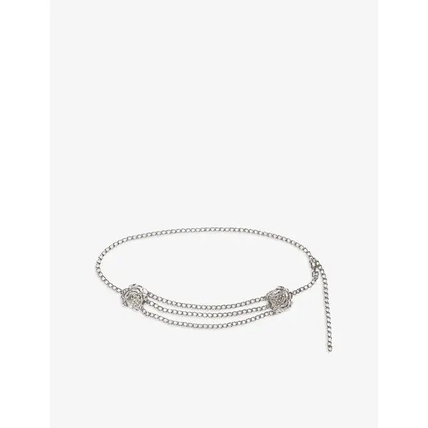 The Kooples Triple-chain Belt - Black Silver
