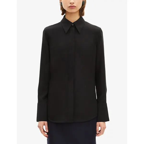 The Kooples Straight-cut Long-sleeve Satin Shirt
