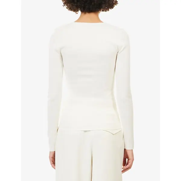 TOTEME Ribbed Scoop-neck Stretch-wool Blend Top