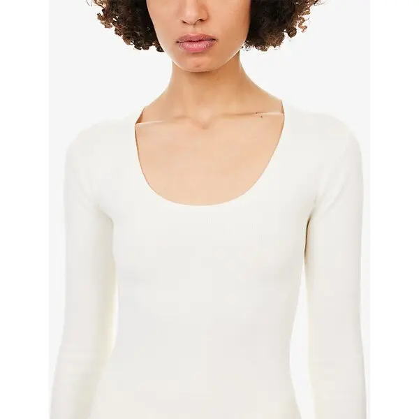 TOTEME Ribbed Scoop-neck Stretch-wool Blend Top