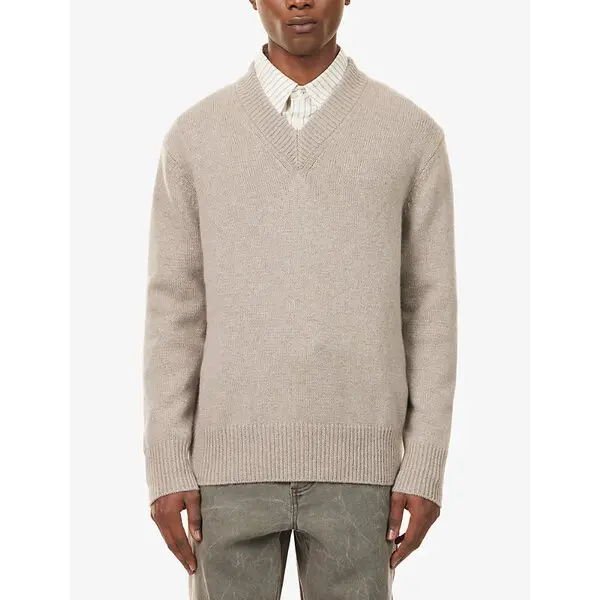Soft Goat V-neck Cashmere Jumper - Greige