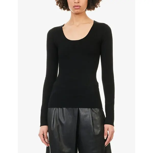 TOTEME Ribbed Scoop-neck Stretch-wool Blend Top