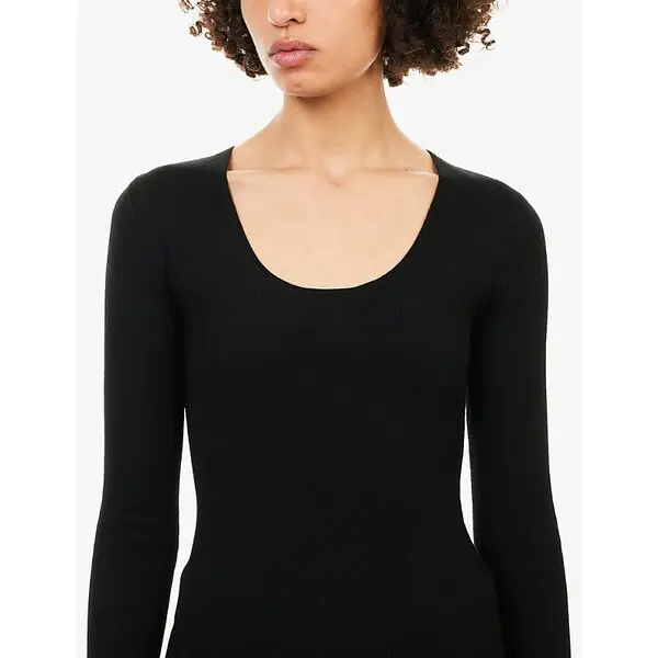 TOTEME Ribbed Scoop-neck Stretch-wool Blend Top