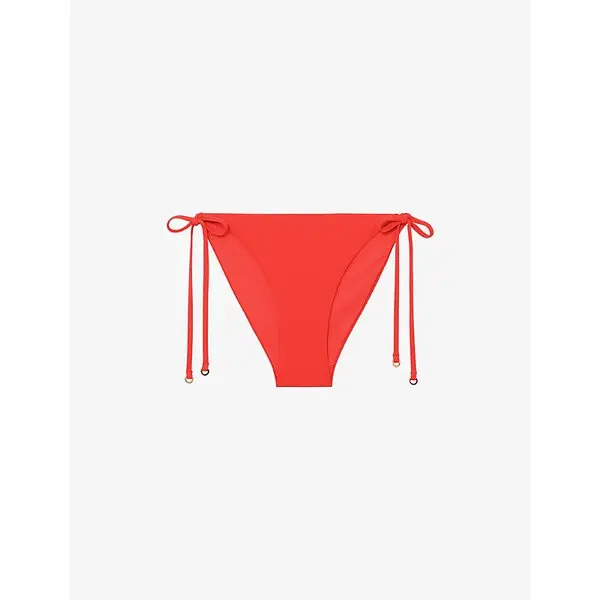 REISS Riah Side-tie Bikini Bottoms - Coral Orange