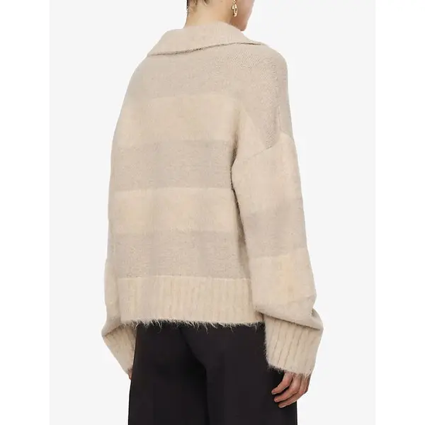 JOSEPH Stripe Brushed Alpaca-blend Jumper
