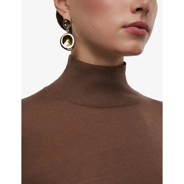 JOSEPH Cashair High-neck Cashmere Jumper - Cinnamon