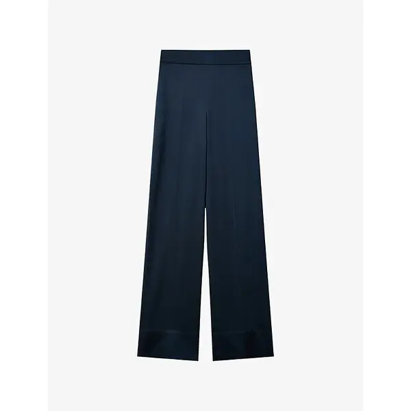 JOSEPH Silk-satin Wide-leg Trousers - Indigo