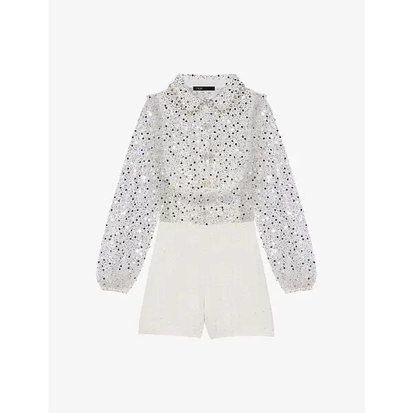 Maje Sequin-embellished Woven Playsuit - Ecru