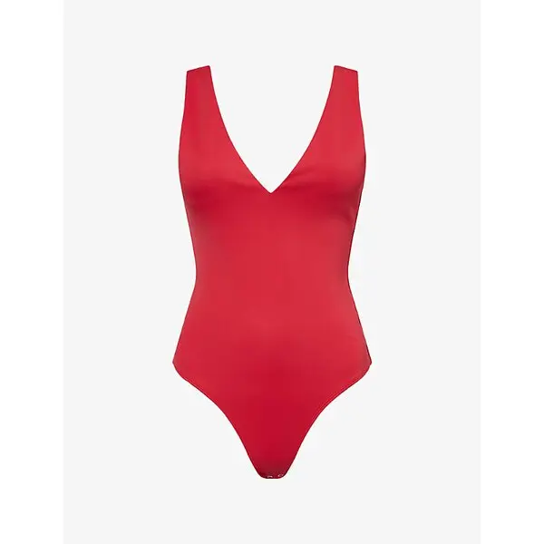 Good American Deep V-neck Stretch-woven Body - Ruby