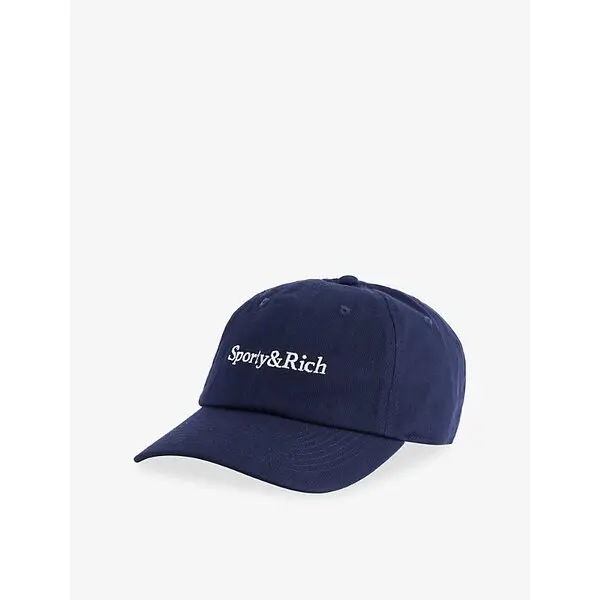 SPORTY & RICH Logo Cotton Baseball Cap - Dark Navy