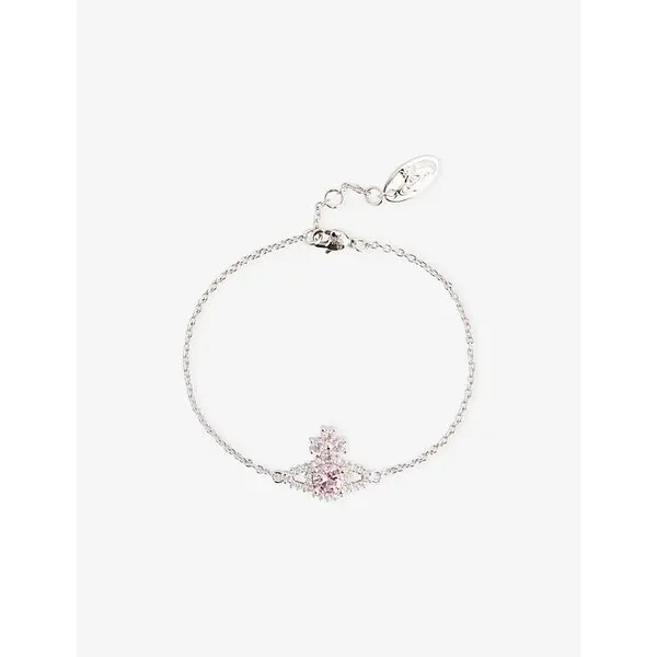 VIVIENNE WESTWOOD Valentina Orb Brass And Cubic Zirconia Bracelet - Platinum/pink/white Cz