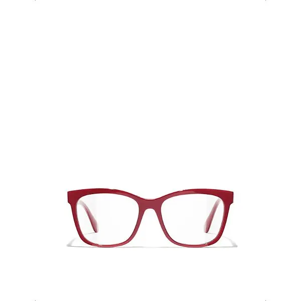 Chanel Square Frame Optical Eyeglasses - Red