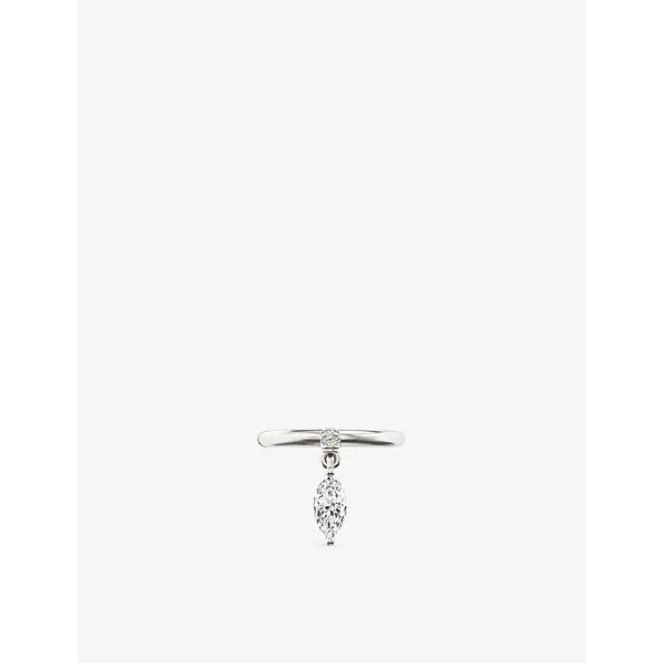 PHORIA Mini Pierced Sterling Silver Topaz Drop Ring - Silver/white