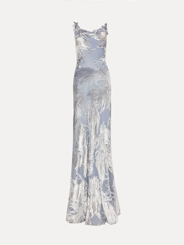 Oscar De La Renta Feather Velvet Devor Gown
