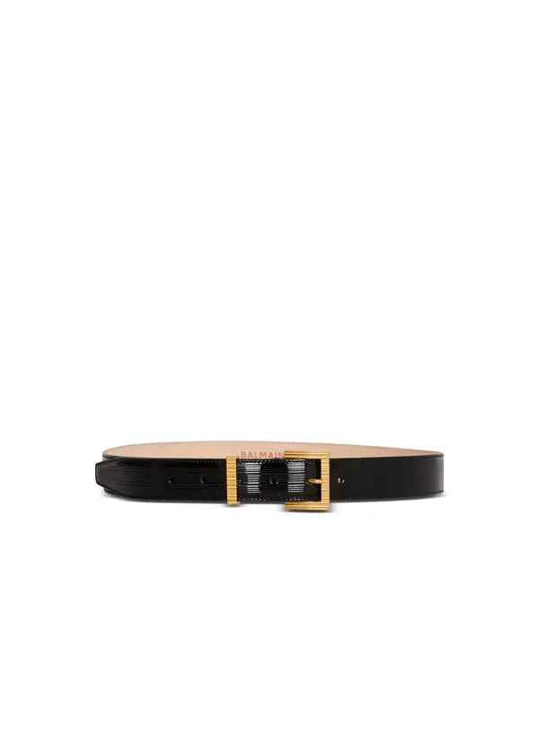 Balmain Striped Patent Leather Perfume Belt - Black