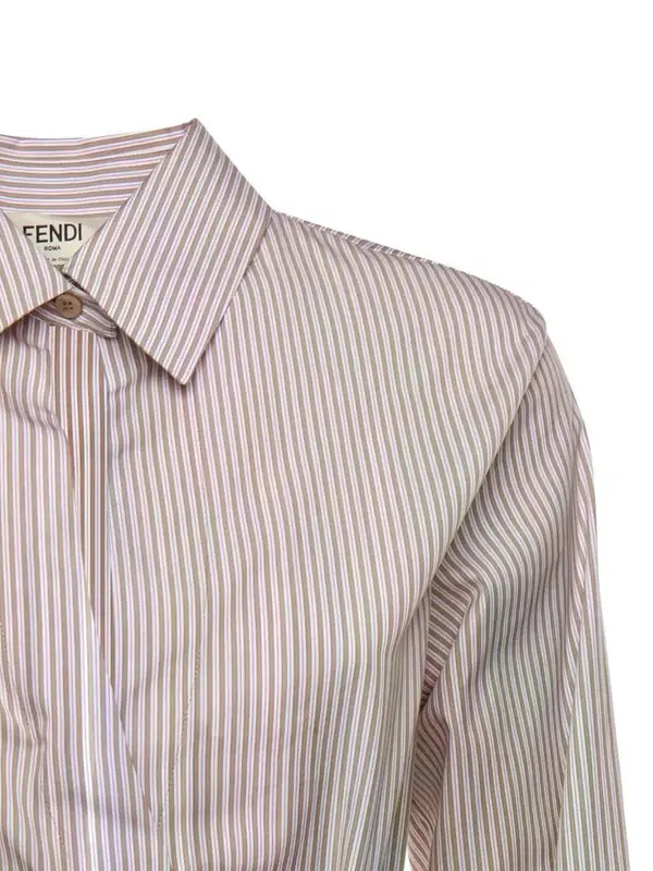 Fendi Striped Belted Midi Dress - Neutrals