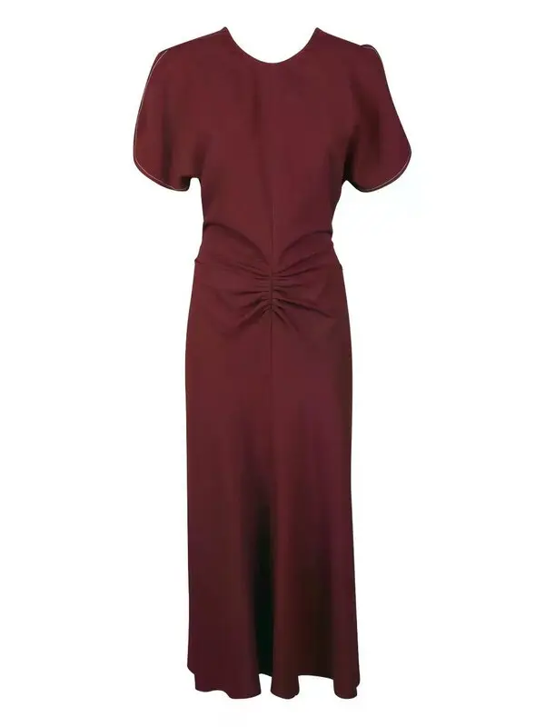 Victoria Beckham Gathered-detail Midi Dress - Red