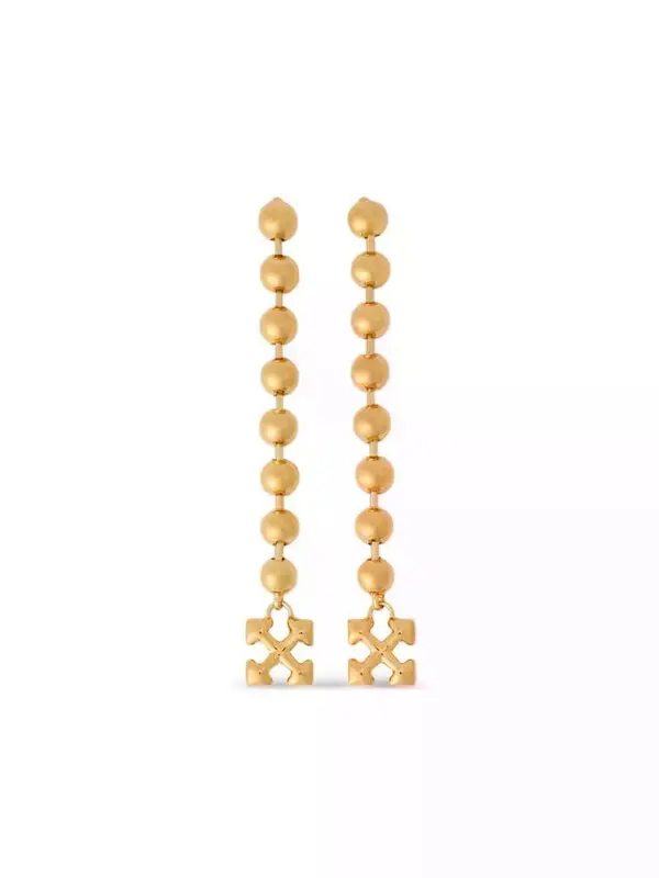 Off-White Arrow Ballchain Earrings - Gold