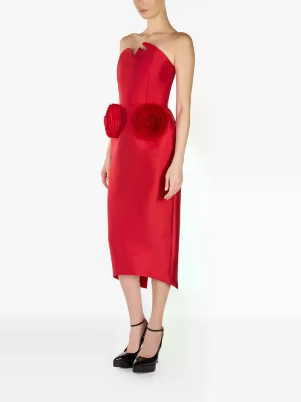 ARAFTU Rose-detail Strapless Midi Dress