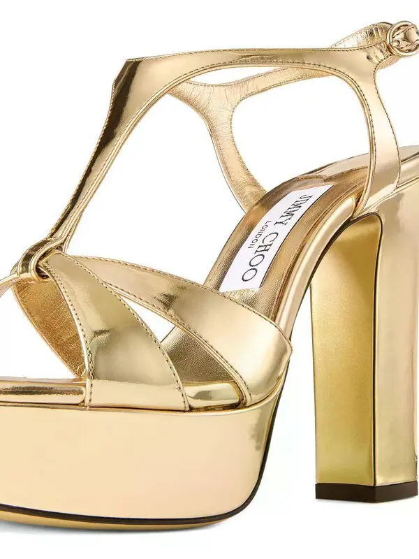 JIMMY CHOO Késia Platform Strap Sandals - Gold