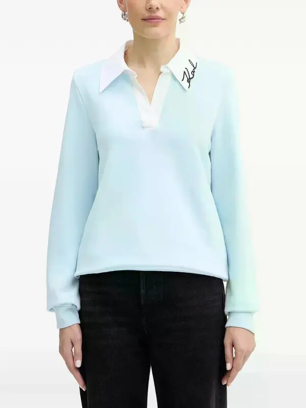 Karl Lagerfeld Embroidered-logo Collar Polo Shirt