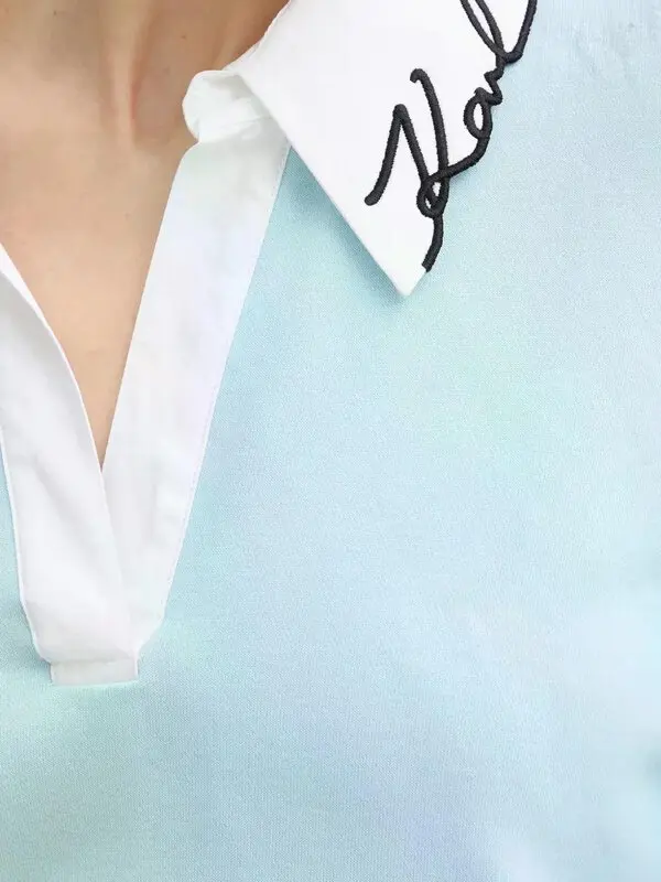 Karl Lagerfeld Embroidered-logo Collar Polo Shirt