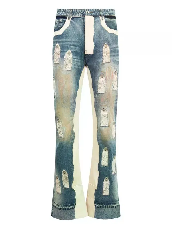 WHO DECIDES WAR BY EV BRAVADO Howdy Appliqué Jeans