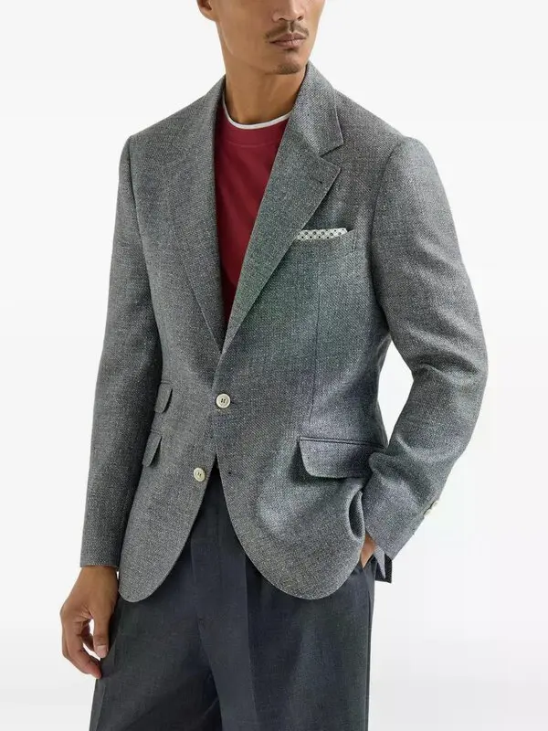Brunello Cucinelli Silk, Linen And Wool Hopsack Deconstructed Cavallo Blazer