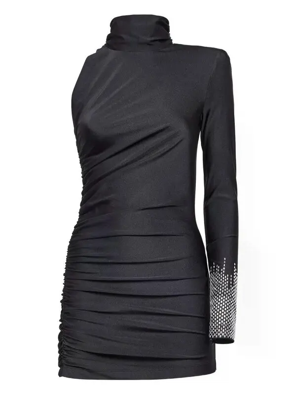 ALINA Rhinestone One-shoulder Dress