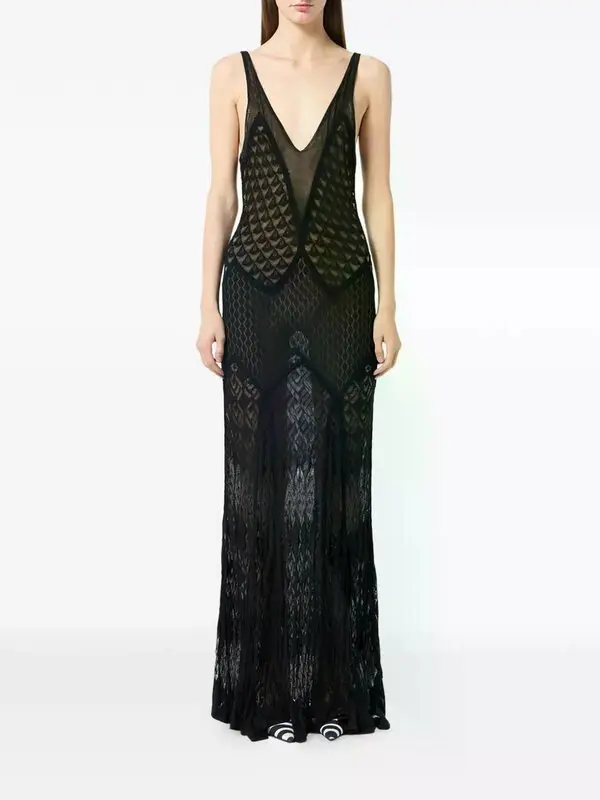 Blumarine Patterned V-neck Maxi Dress