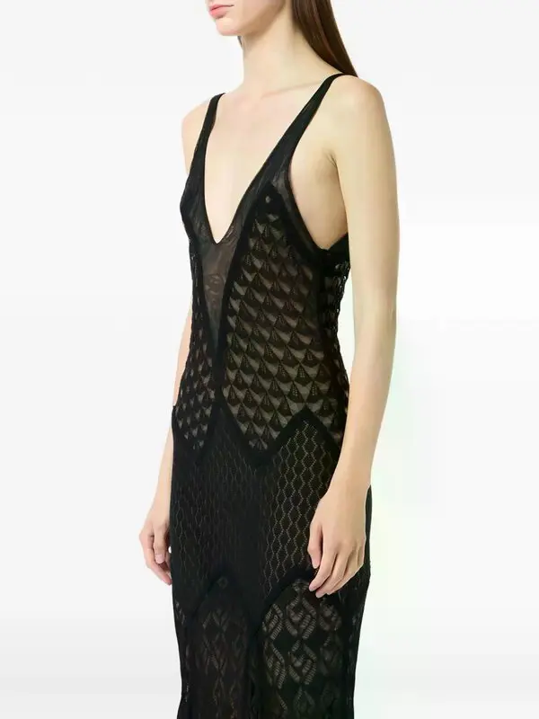 Blumarine Patterned V-neck Maxi Dress