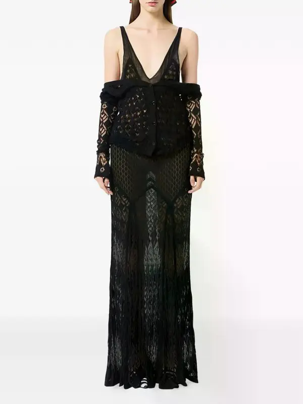 Blumarine Patterned V-neck Maxi Dress