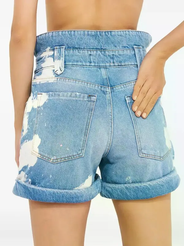 SEROYA Bleach-effect Denim Shorts