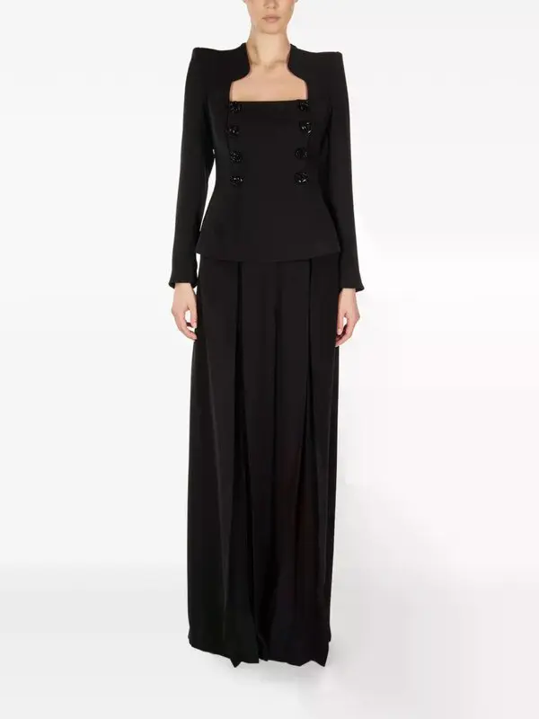 ARAFTU Button-embellished Straight Jumpsuit - Black