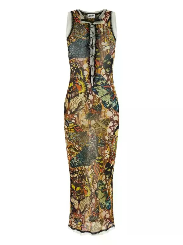 JEAN PAUL GAULTIER Butterfly Print Midi Dress